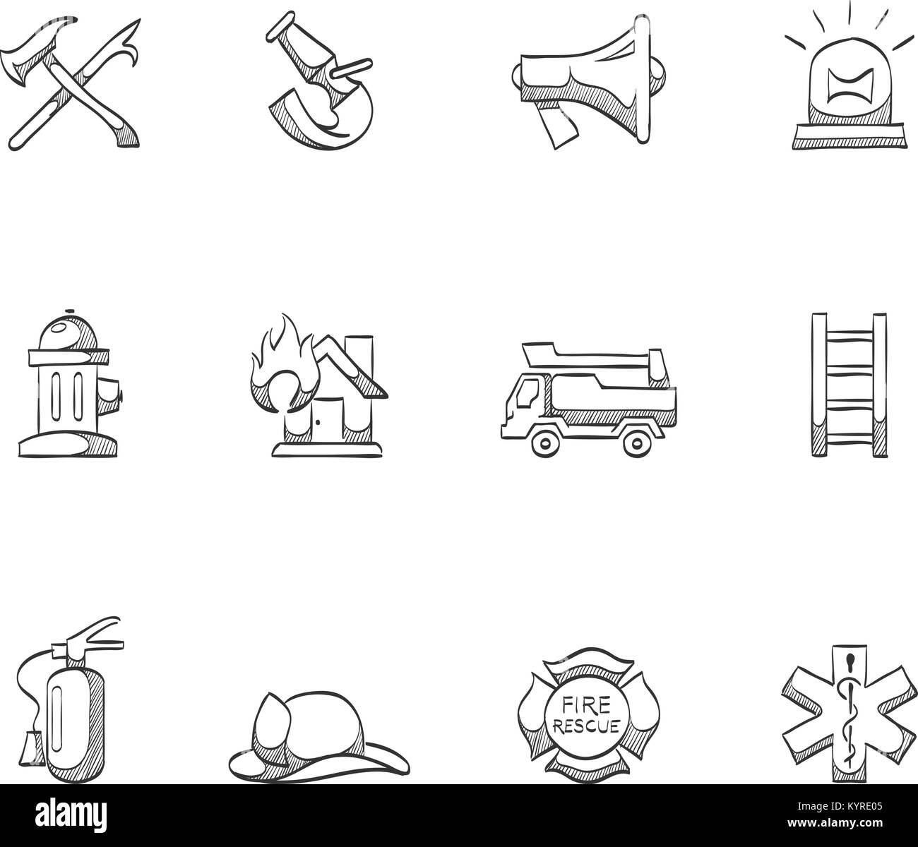 Vector Sketch Helmet Firefighter High Resolution Stock Photography and ...