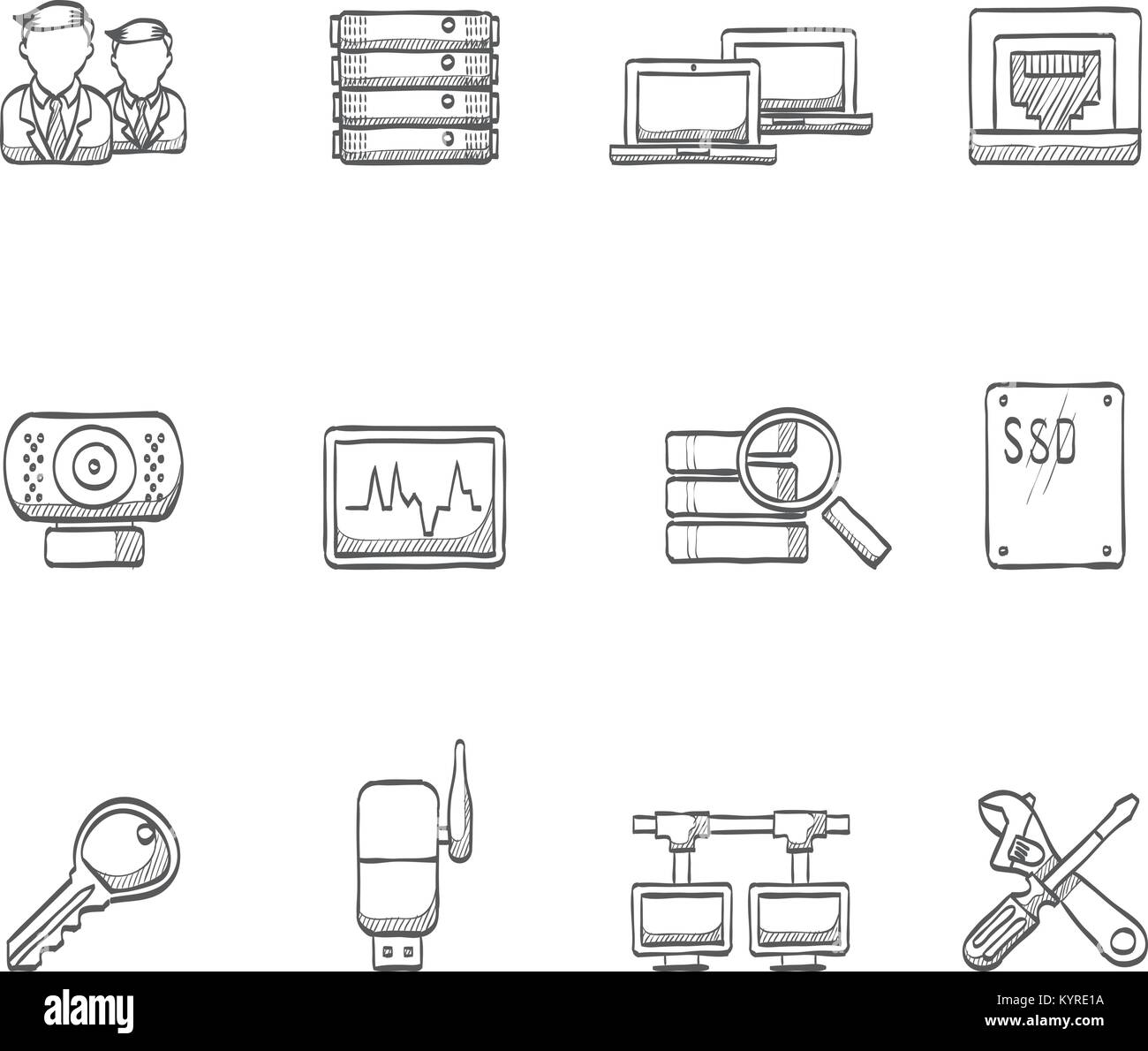 Computer network icon series in sketch Stock Vector Image & Art - Alamy