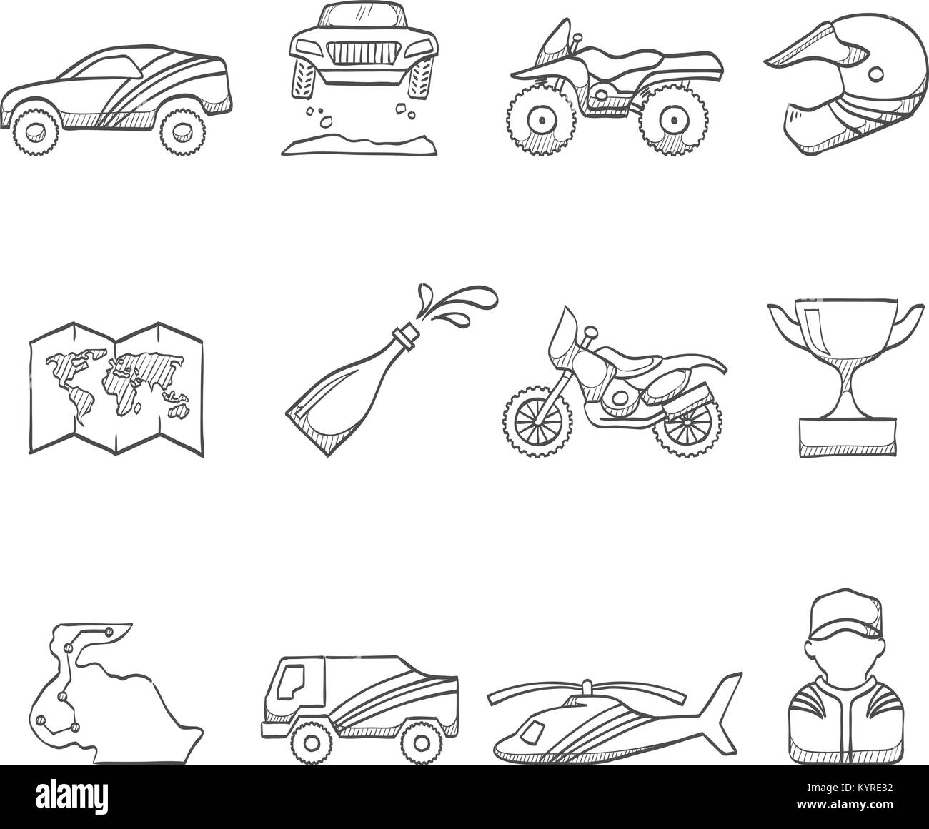 Rally related icons in sketch Stock Vector Image & Art - Alamy