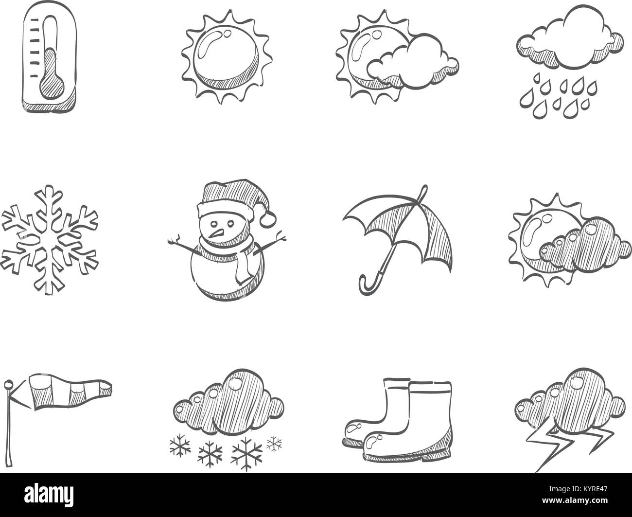 Weather icon series in sketch Stock Vector Image & Art - Alamy