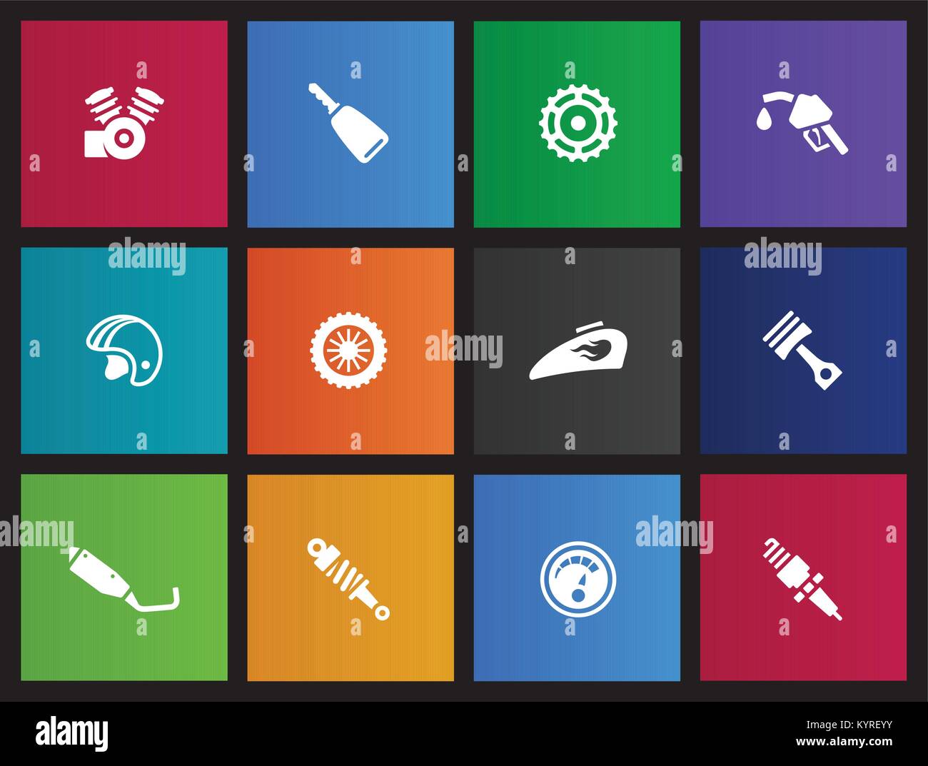 Motorcycle parts icons in colorful style Stock Vector Image & Art - Alamy