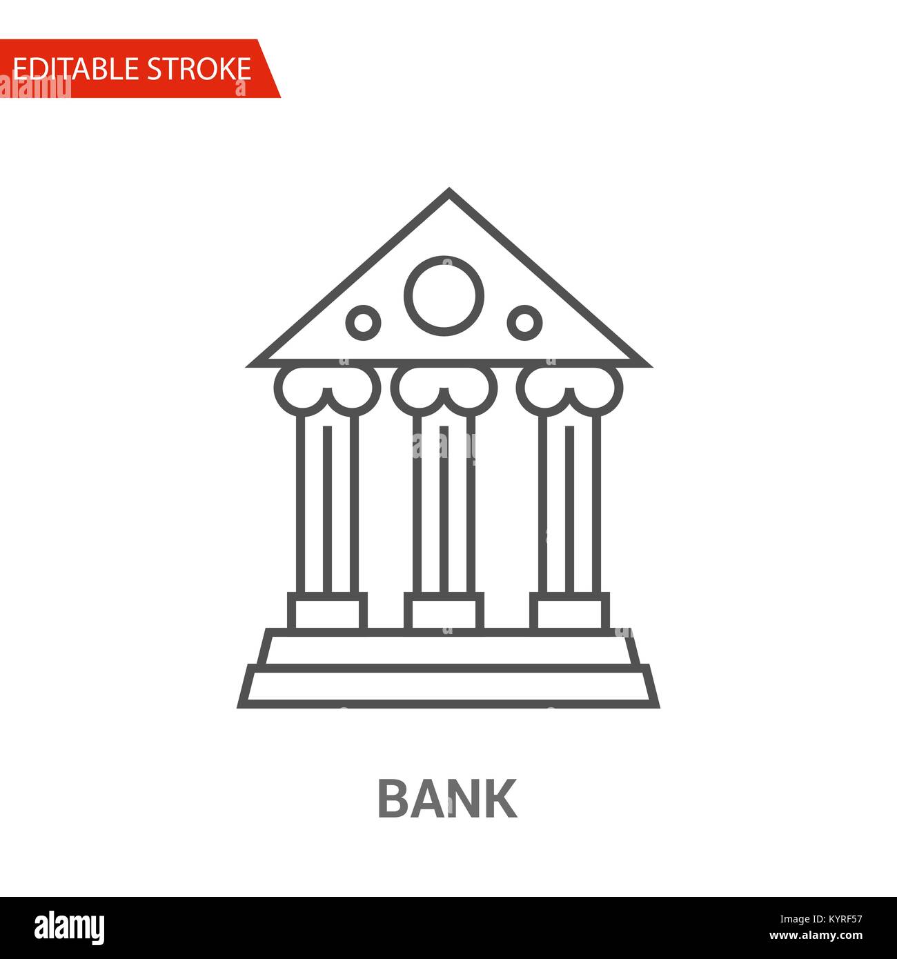 Bank Icon. Thin Line Vector Illustration - Adjust stroke weight ...
