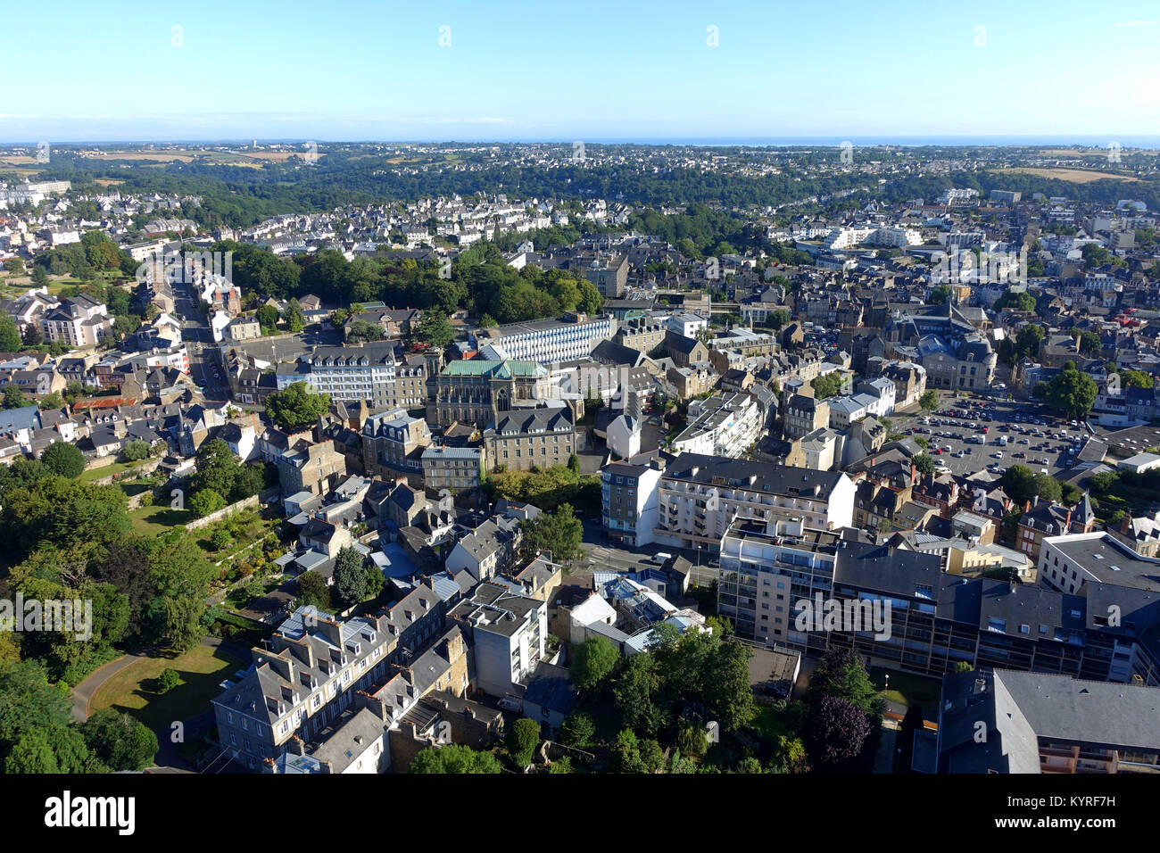 Saint-Brieuc (Brittany, north-western France): aerial view of the town ...