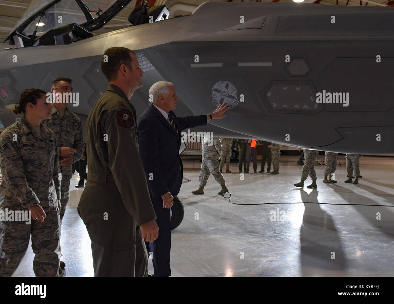 Vice President Mike Pence gets a firsthand look at the F-35 Lightning ...