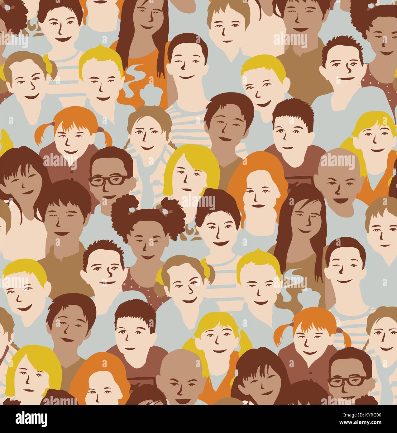 Children crowd group multinationals seamless pattern Stock Vector Image ...