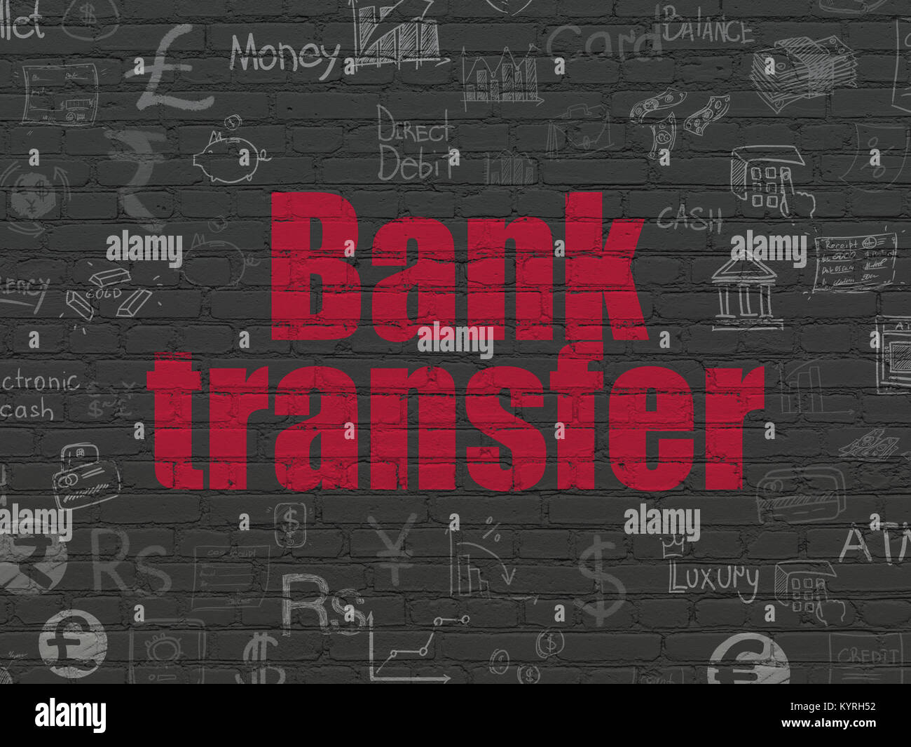 Money concept: Bank Transfer on wall background Stock Photo - Alamy