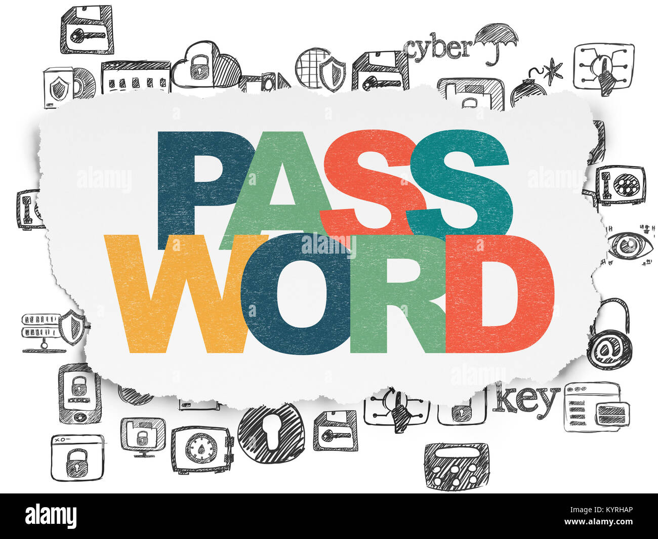 Protection concept: Password on Torn Paper background Stock Photo - Alamy