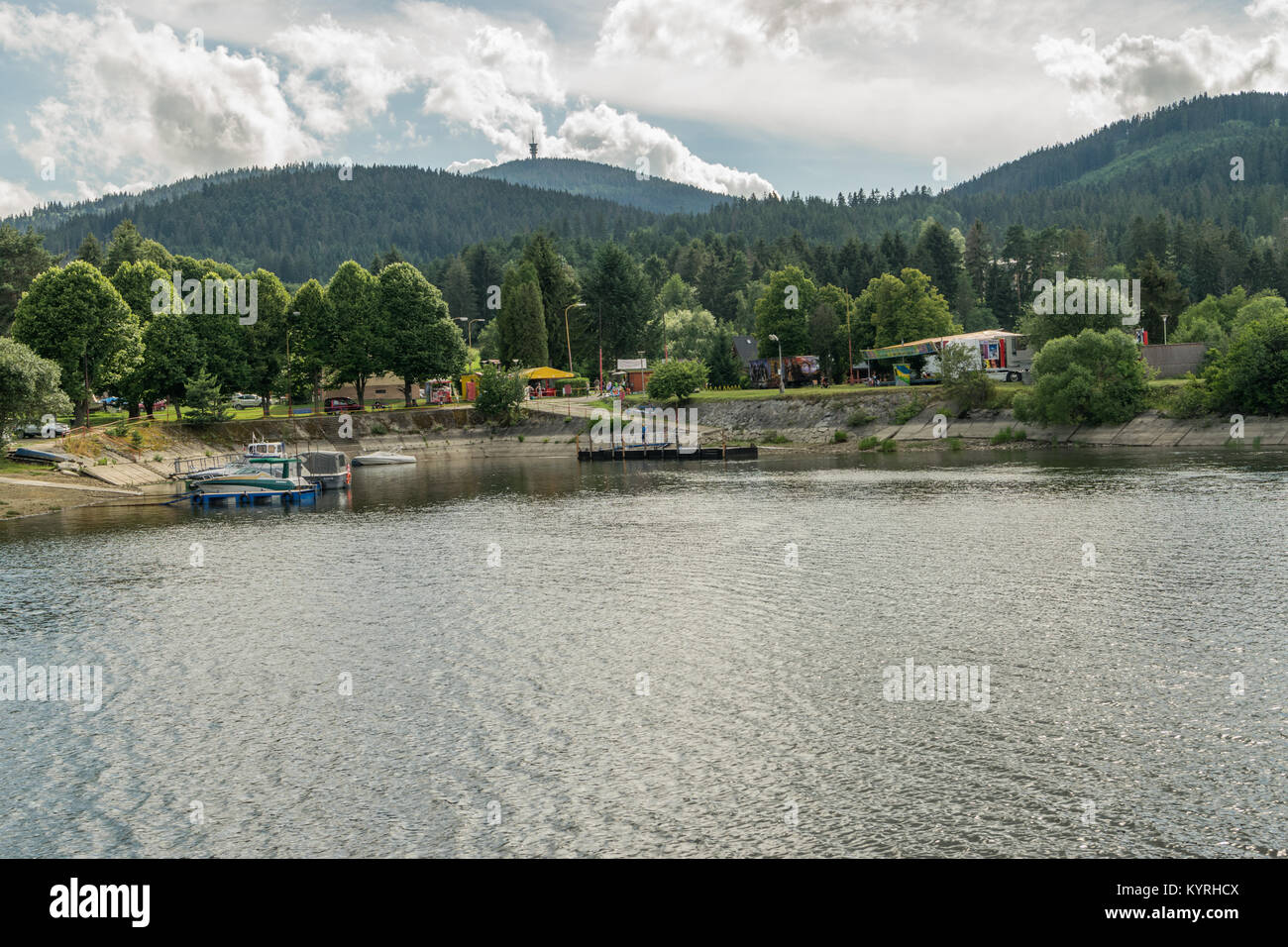 Orava reservoir from various angles with sun Stock Photo - Alamy