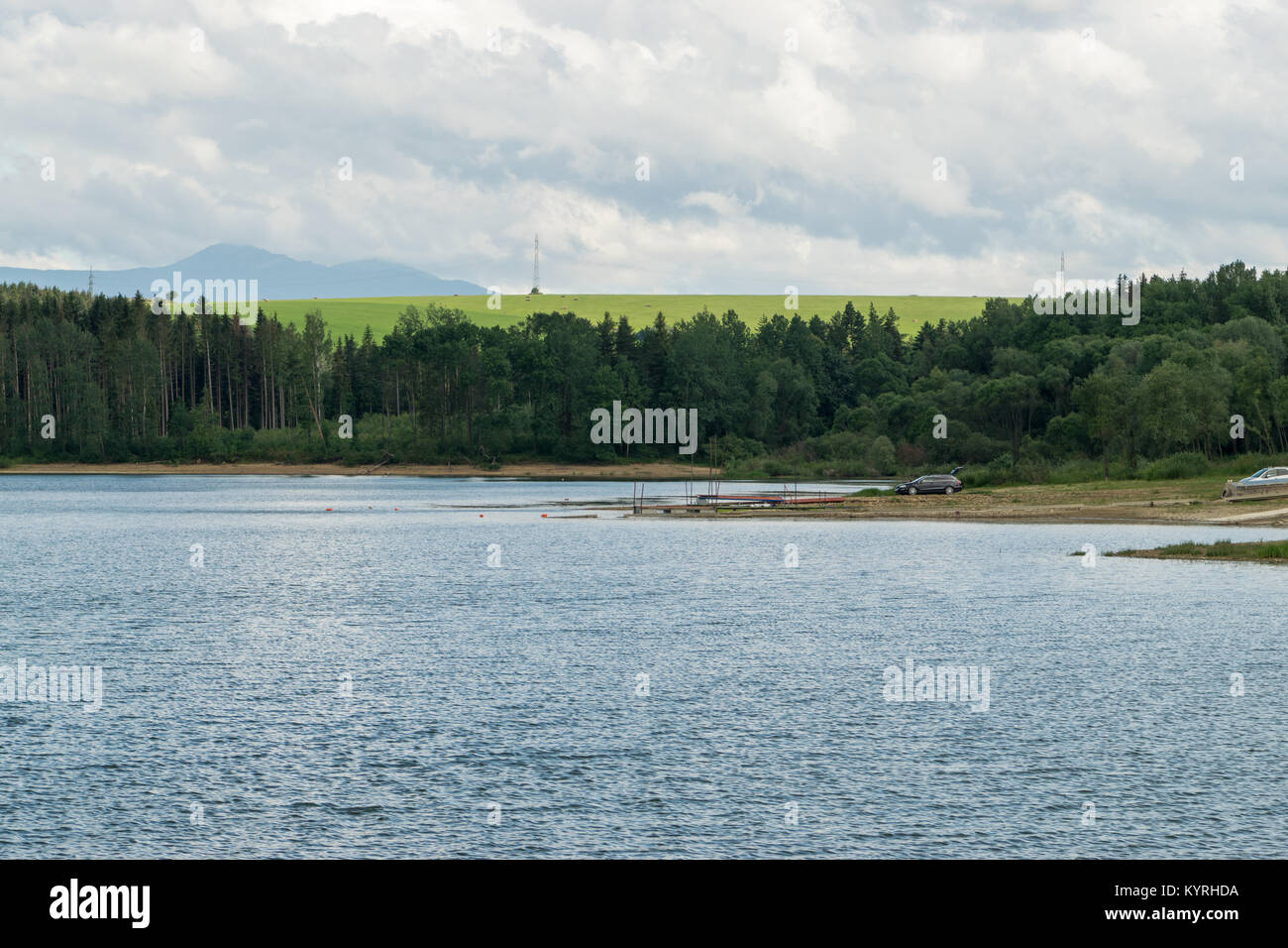Orava reservoir from various angles with sun Stock Photo - Alamy