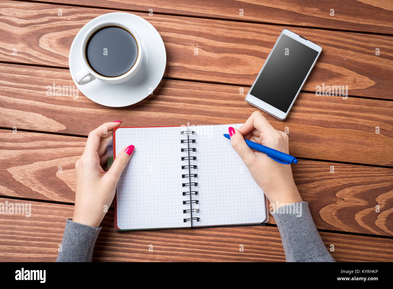 Overhead shot female writing hi-res stock photography and images - Alamy