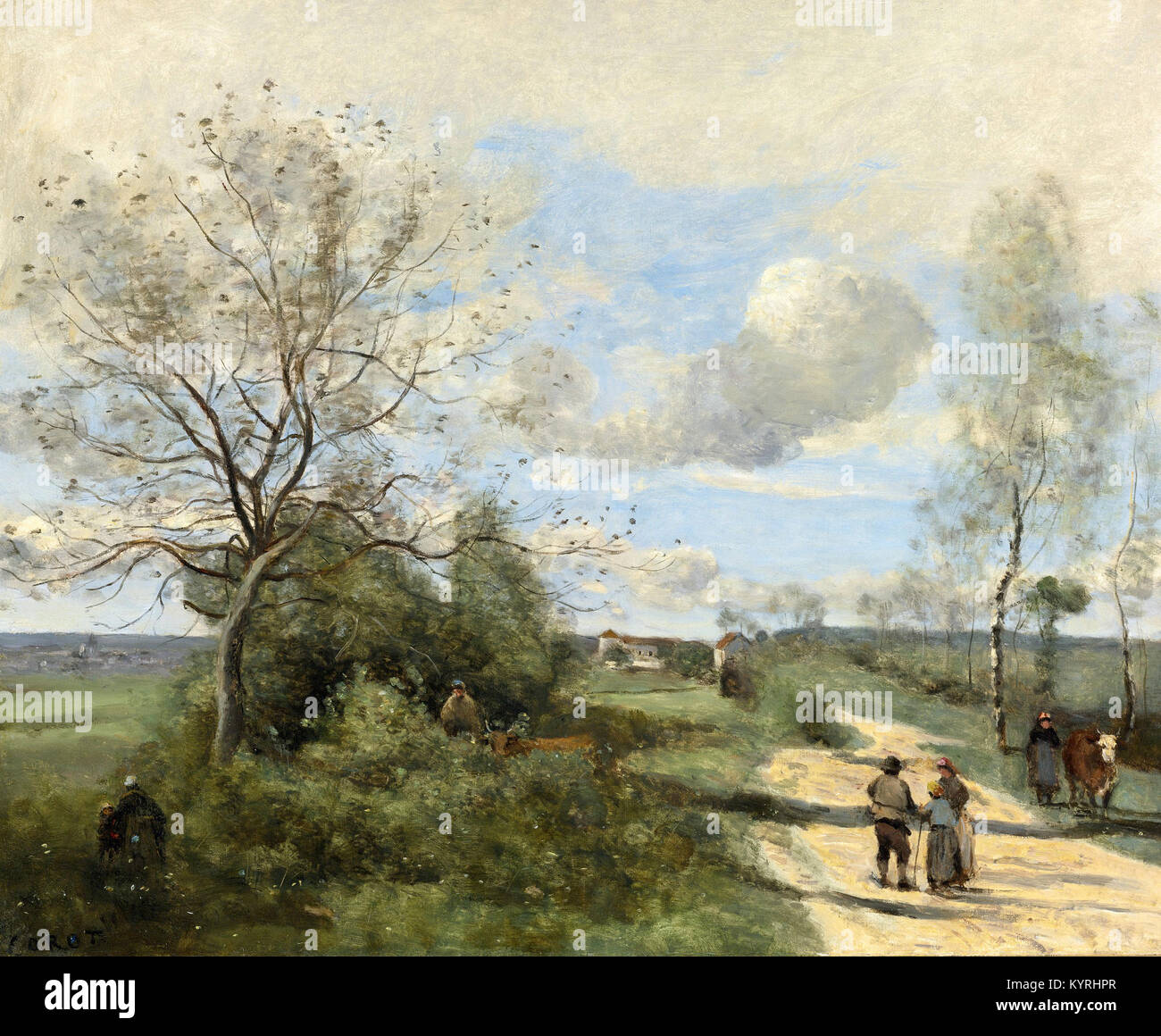 Camille Corot - Saintry près de Corbeil, la route blanche Stock Photo ...