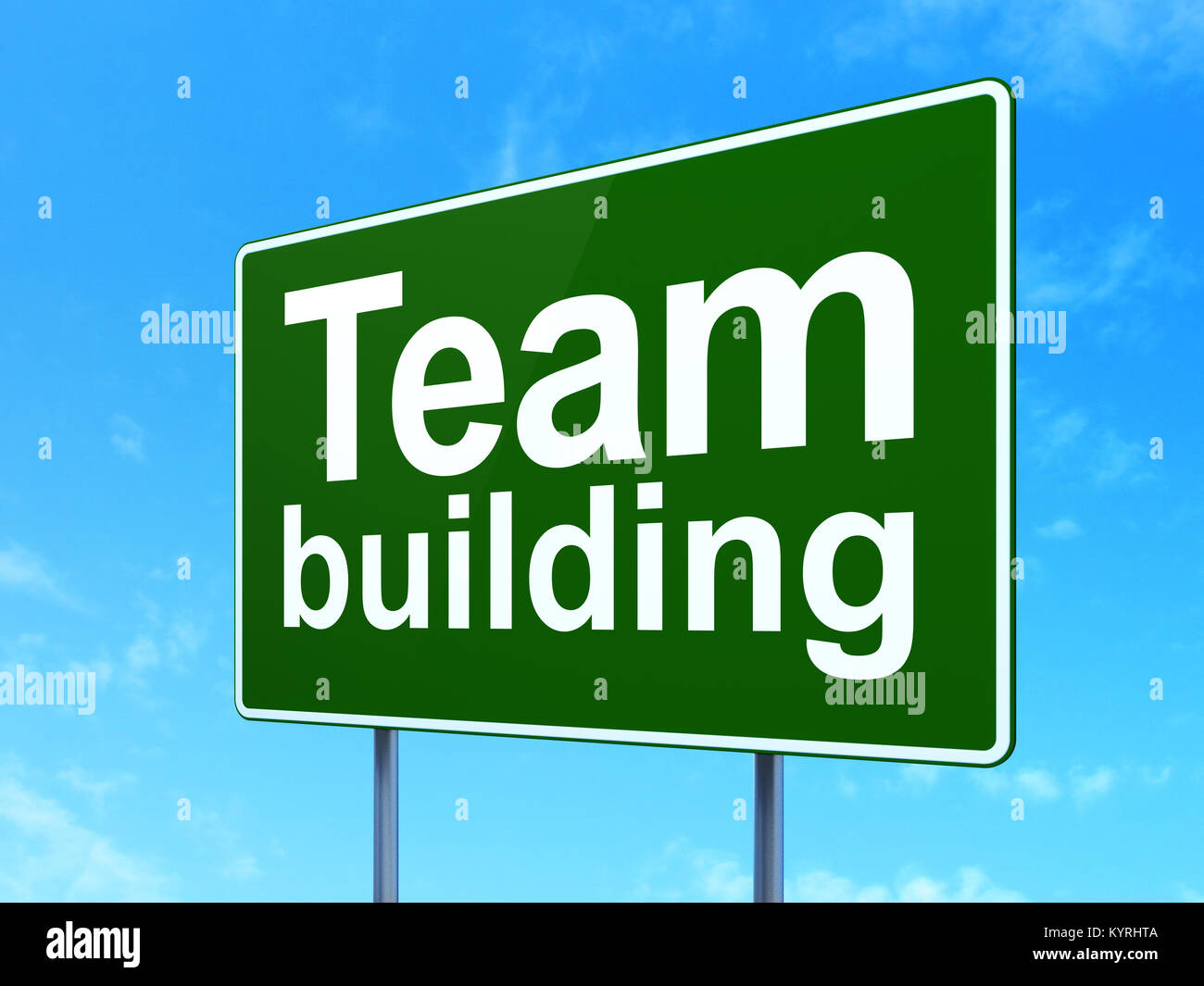 Finance concept: Team Building on road sign background Stock Photo - Alamy