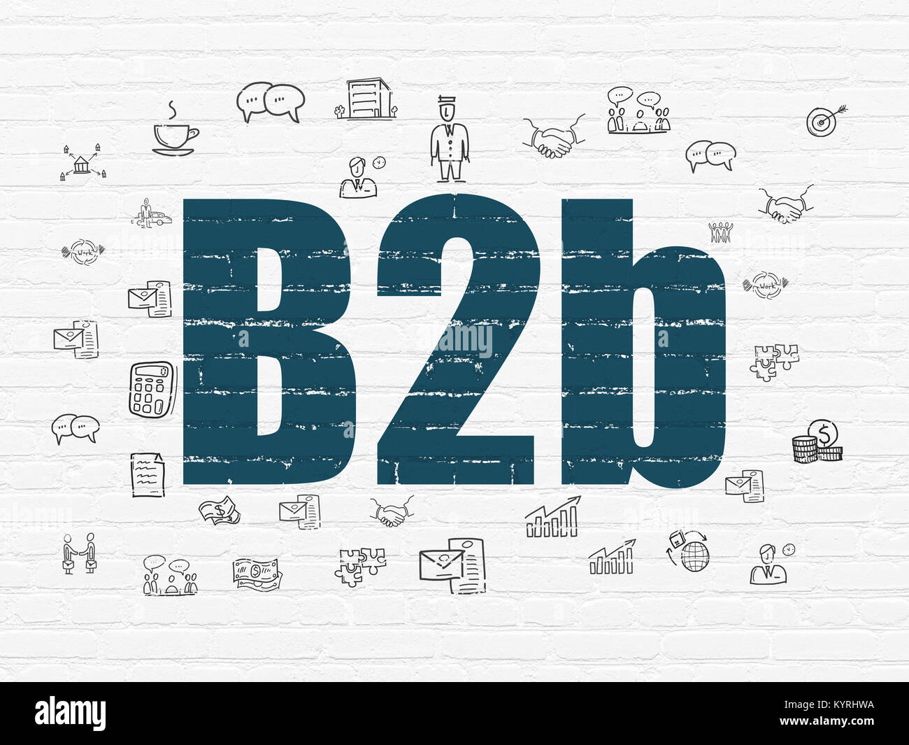 Finance concept: B2b on wall background Stock Photo - Alamy