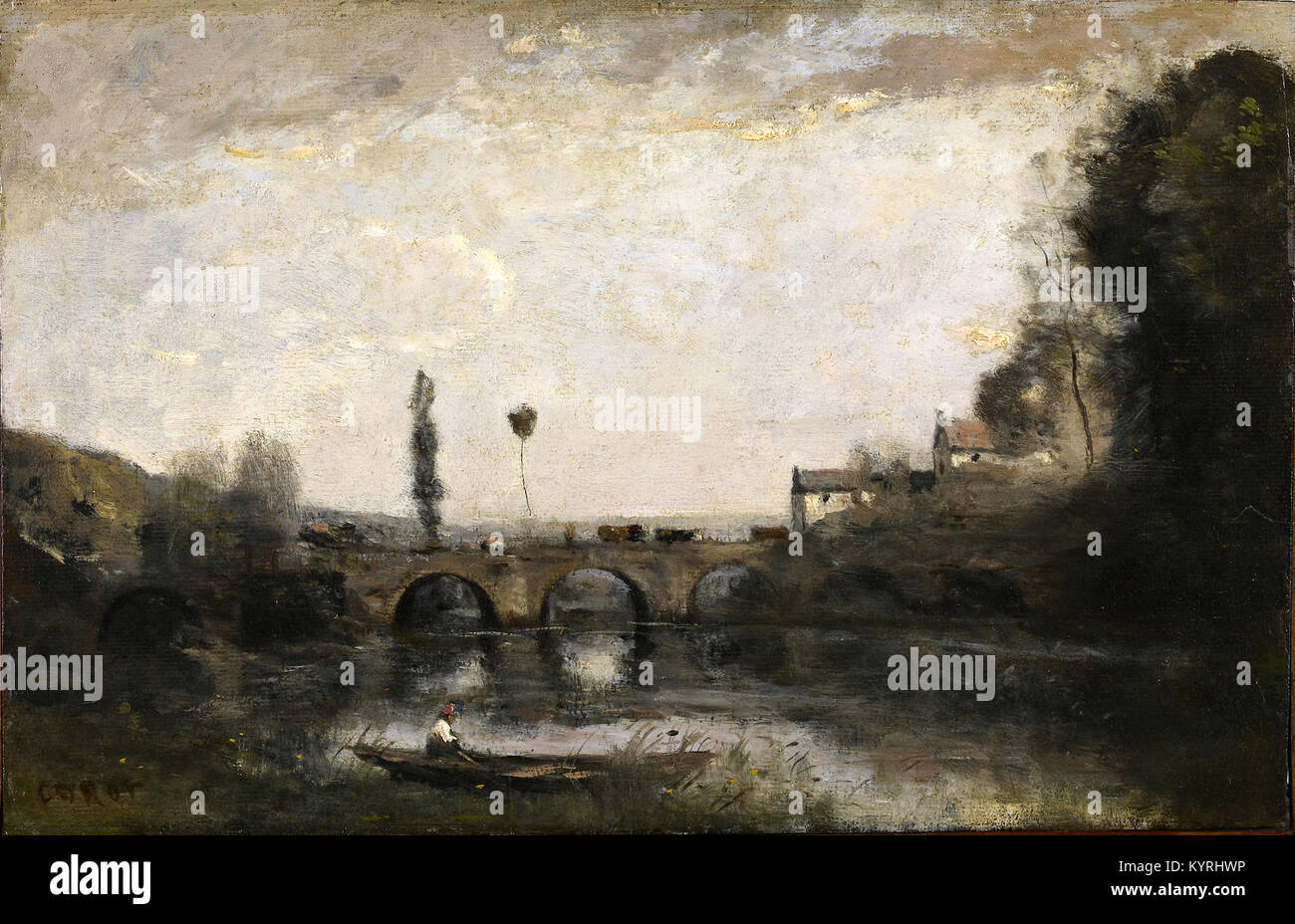 Camille Corot - Landscape with Bridge Stock Photo - Alamy