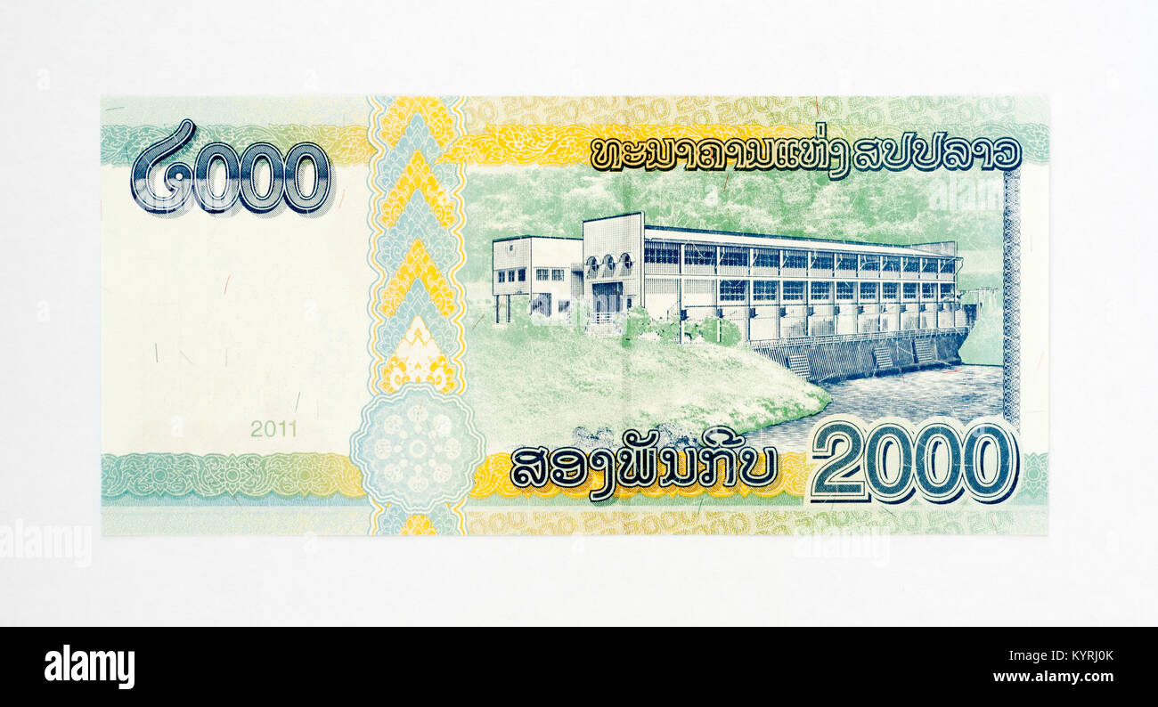 Laos 2000 Kip Bank Notes Stock Photo - Alamy