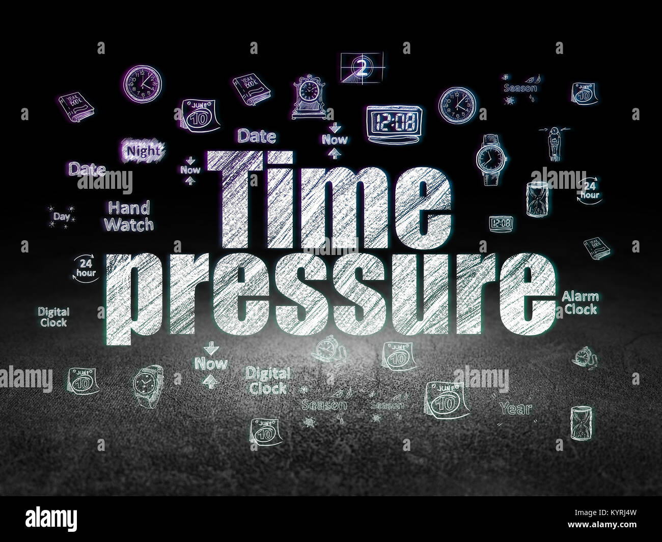 Time concept: Time Pressure in grunge dark room Stock Photo - Alamy