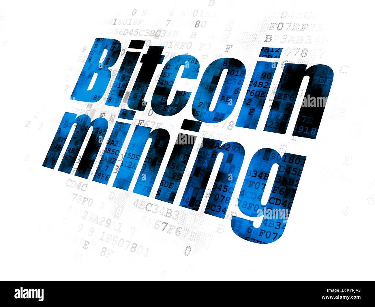 Blockchain concept: Bitcoin Mining on Digital background Stock Photo ...