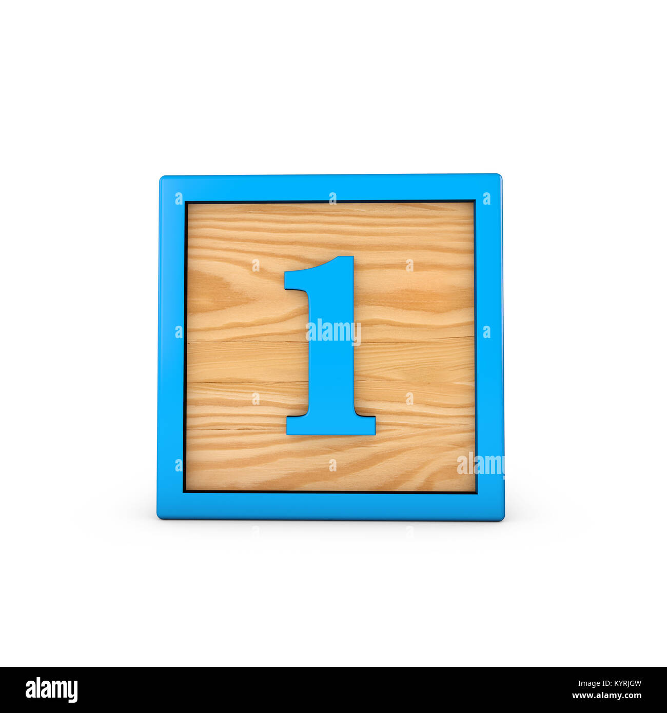 Number 1 wodden childrens toy alphabet block. 3D Rendering Stock Photo ...