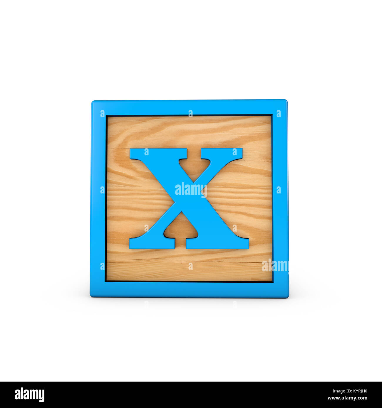 Letter X wodden childrens toy alphabet block. 3D Rendering Stock Photo ...