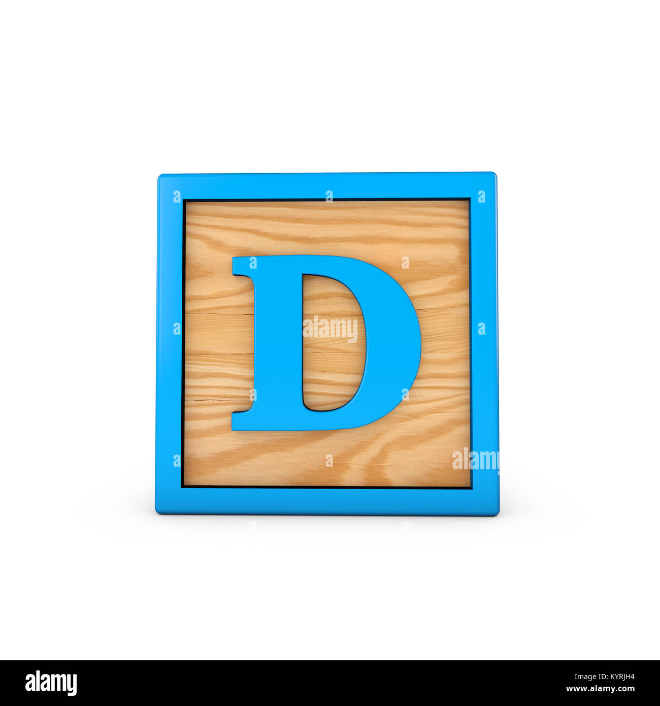 Letter D wodden childrens toy alphabet block. 3D Rendering Stock Photo ...
