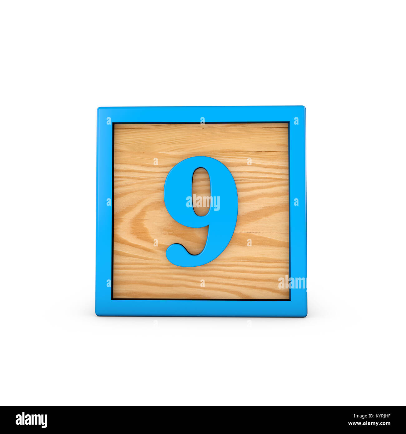 Number 9 wodden childrens toy alphabet block. 3D Rendering Stock Photo ...