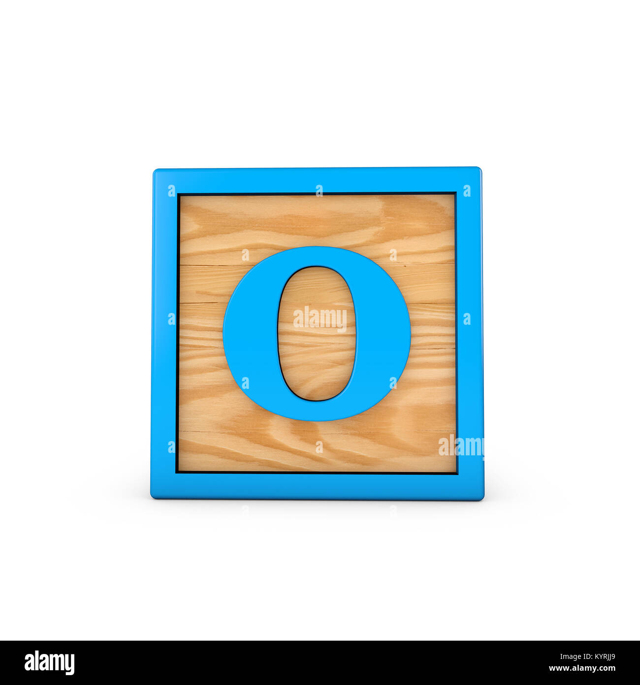 Letter O wodden childrens toy alphabet block. 3D Rendering Stock Photo ...