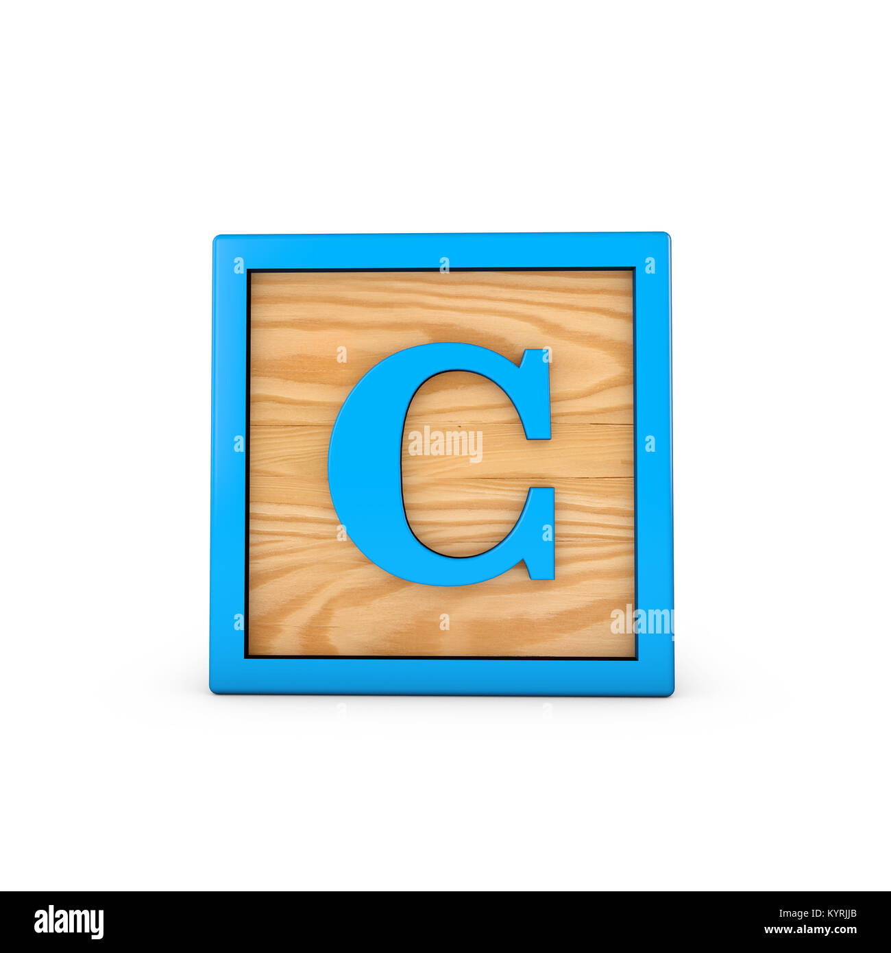 Letter C wodden childrens toy alphabet block. 3D Rendering Stock Photo ...
