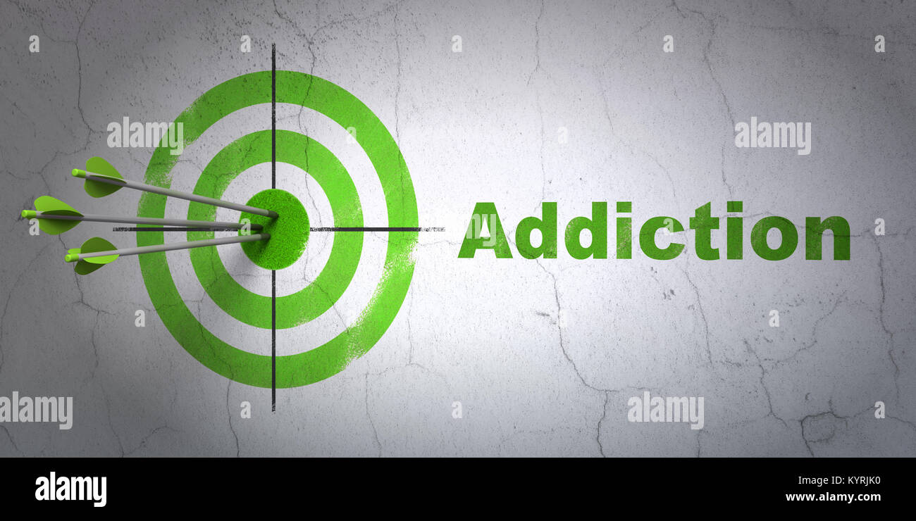 Healthcare concept: target and Addiction on wall background Stock Photo ...