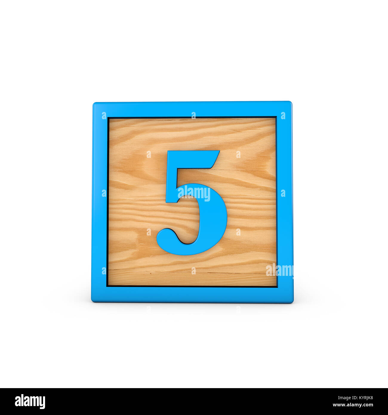 Number 5 wodden childrens toy alphabet block. 3D Rendering Stock Photo ...