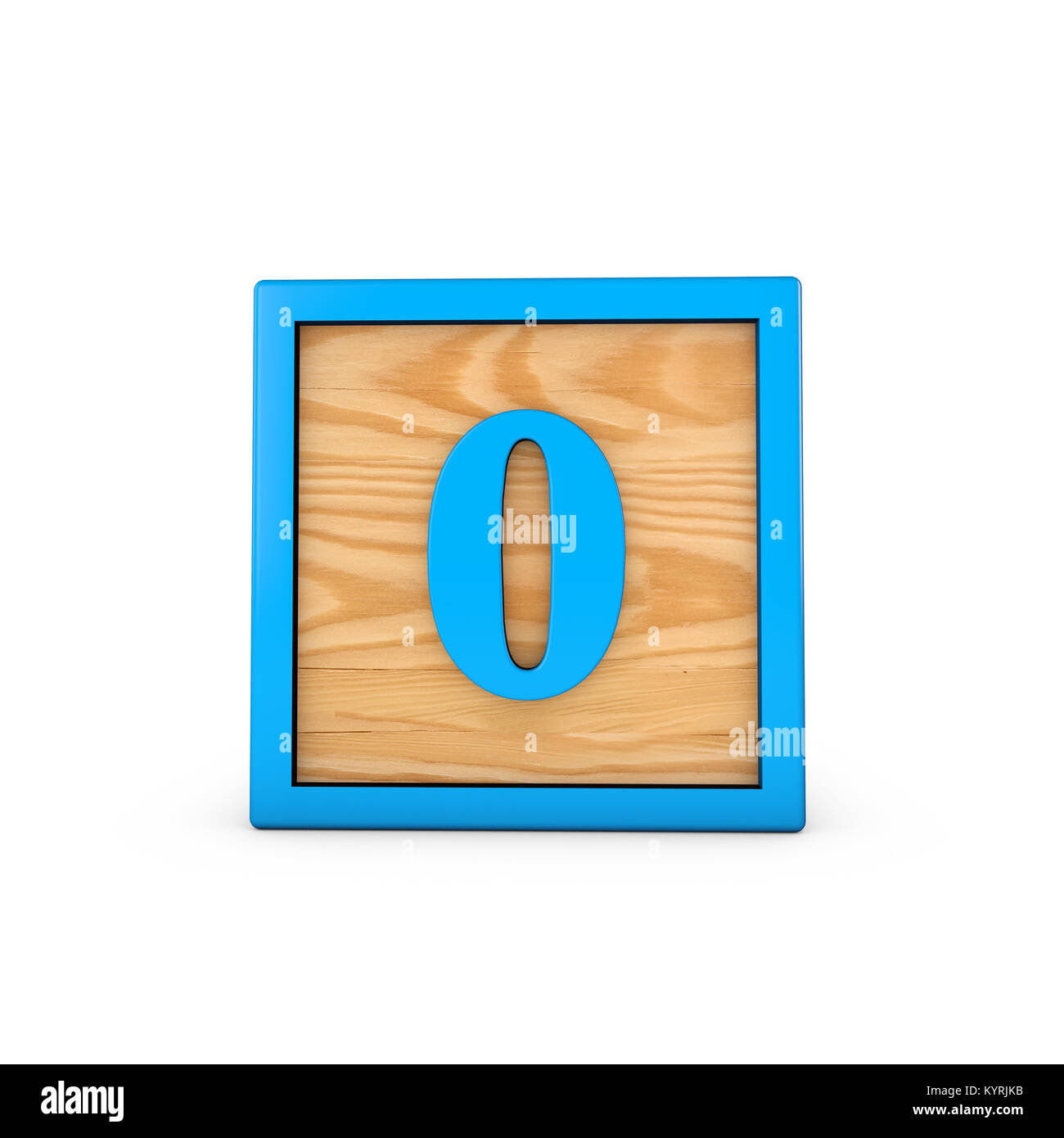 Number 0 wodden childrens toy alphabet block. 3D Rendering Stock Photo ...
