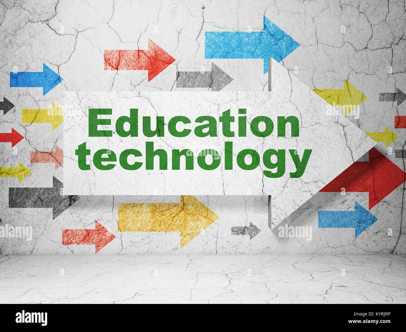 Education concept: arrow with Education Technology on grunge wall ...