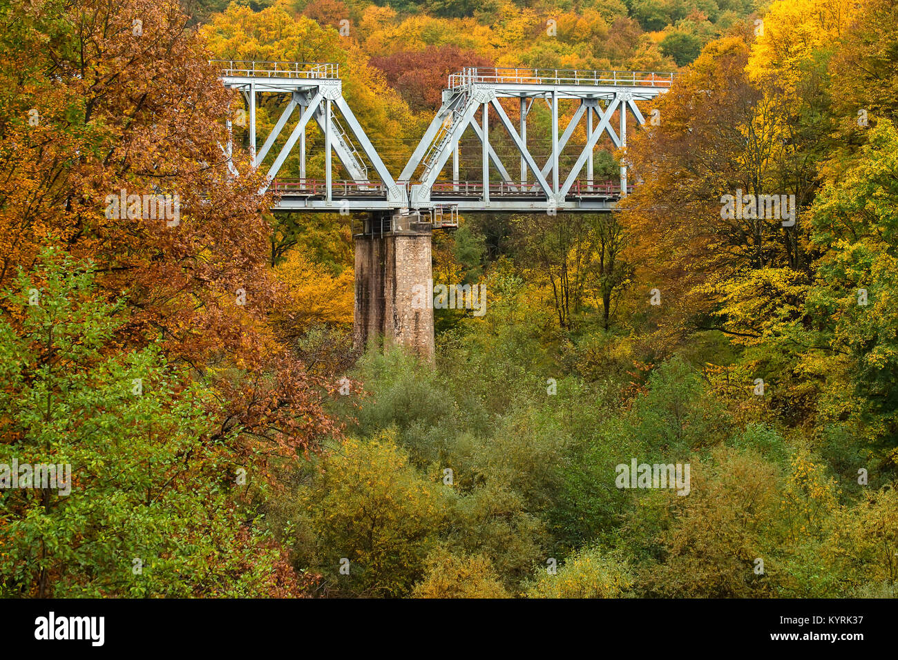 Autumn landscape with bridge Stock Photo - Alamy