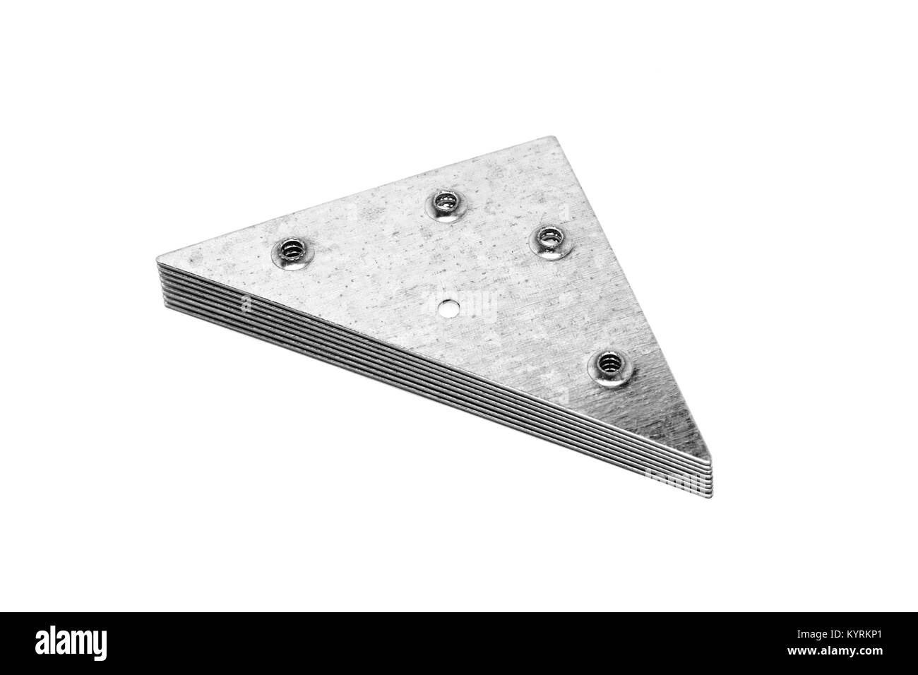 group of triangular metal fixators isolated on white background Stock ...