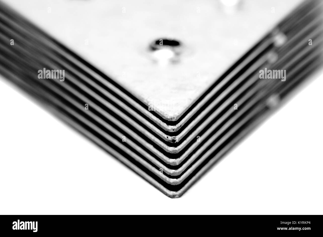 group of triangular metal fixators isolated on white background Stock ...