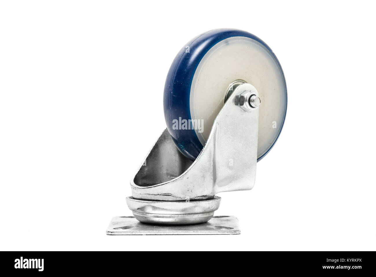 caster angle metal industrial wheel, isolated on white background Stock ...