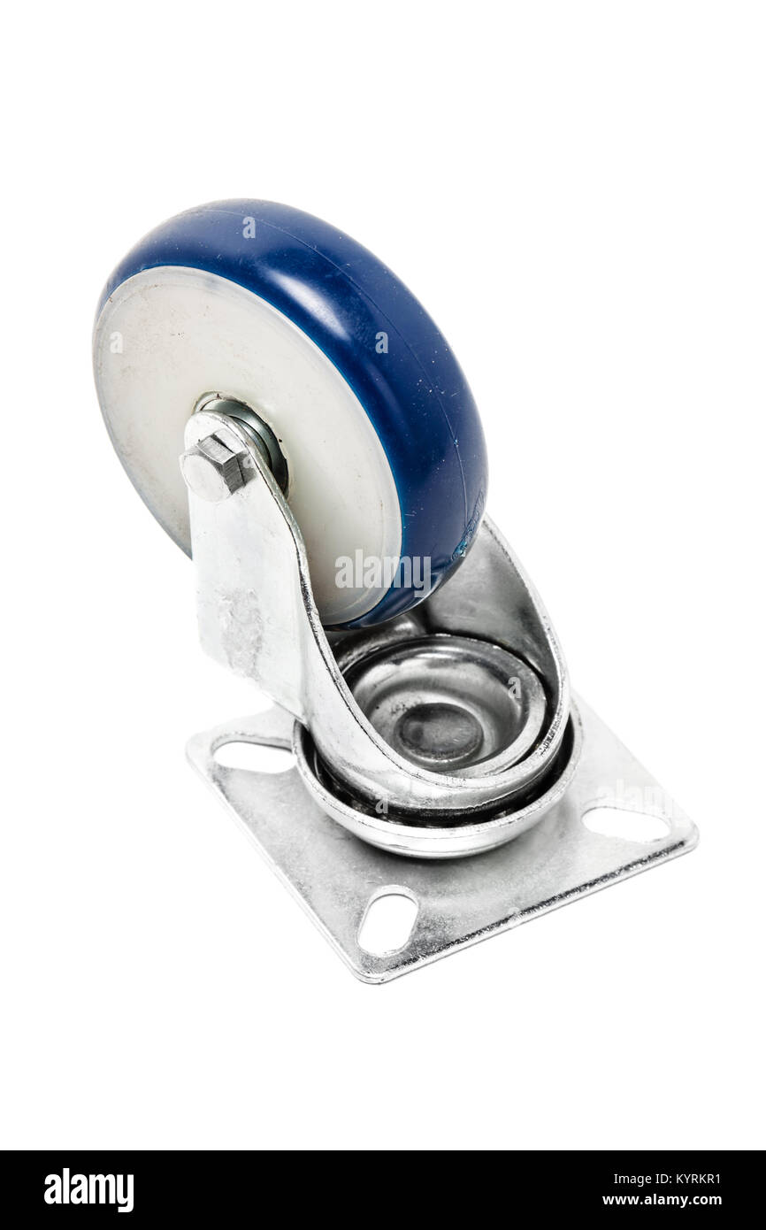 caster angle metal industrial wheel, isolated on white background Stock ...