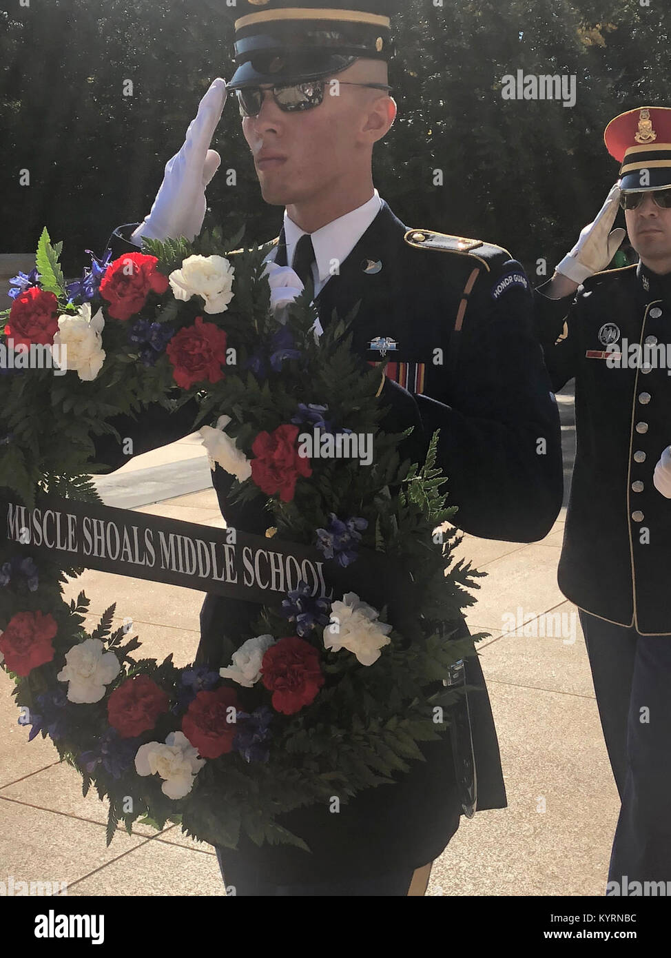 A Tomb Guard sentinel renders salute as Master Sgt. Daniel Pate from ...