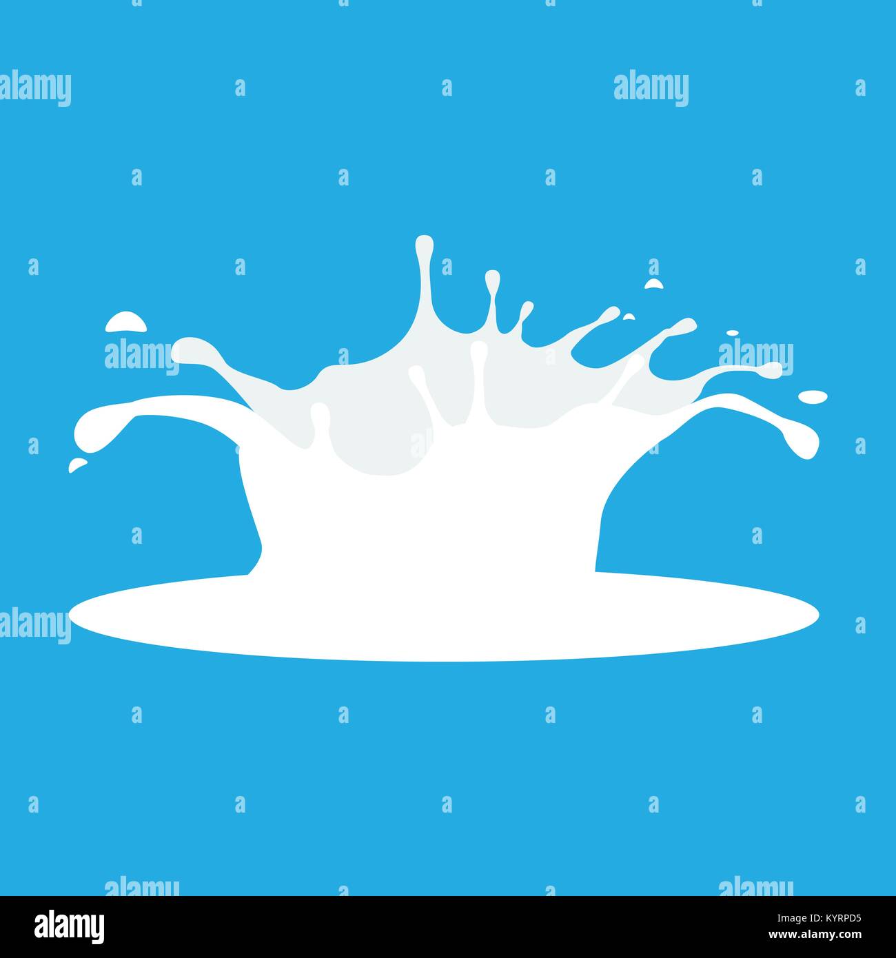 Abstract realistic milk drop with splashes isolated on blue background ...