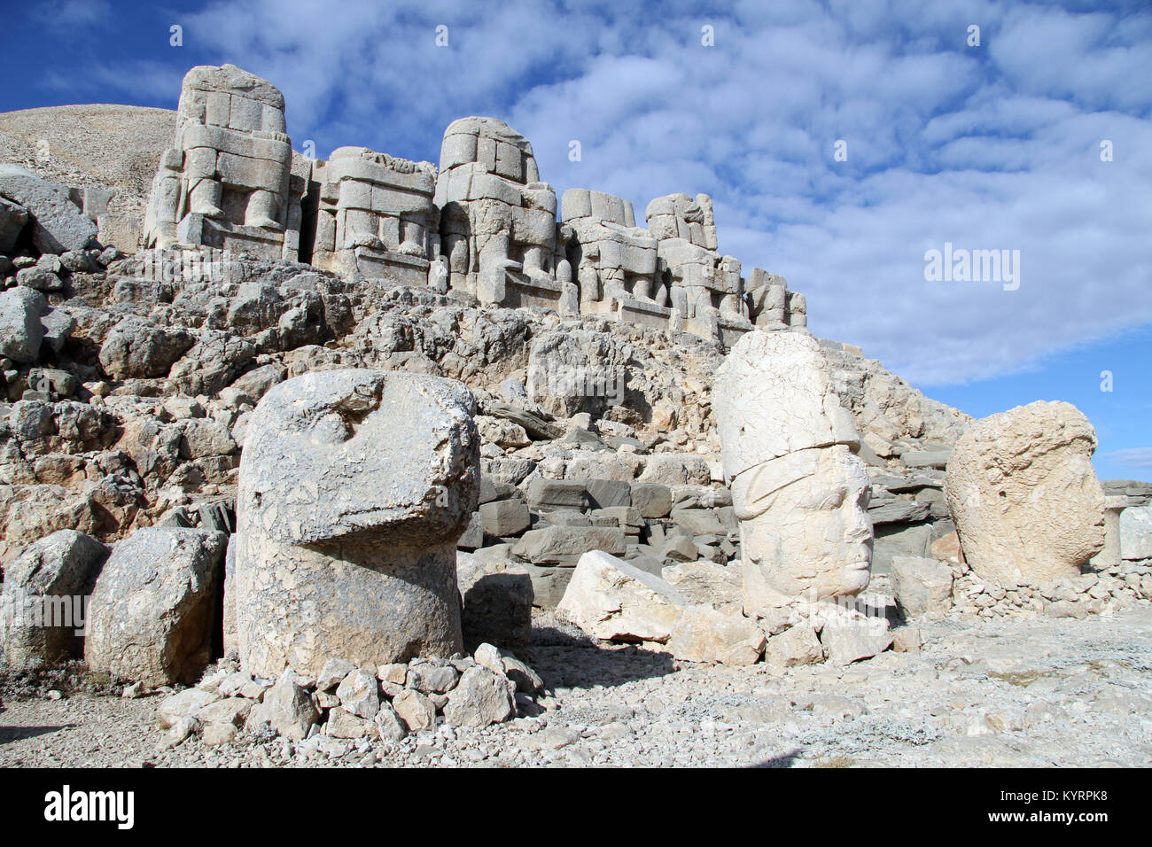 Big heads and stone throne on the mount Nemrud in Turkey Stock Photo ...