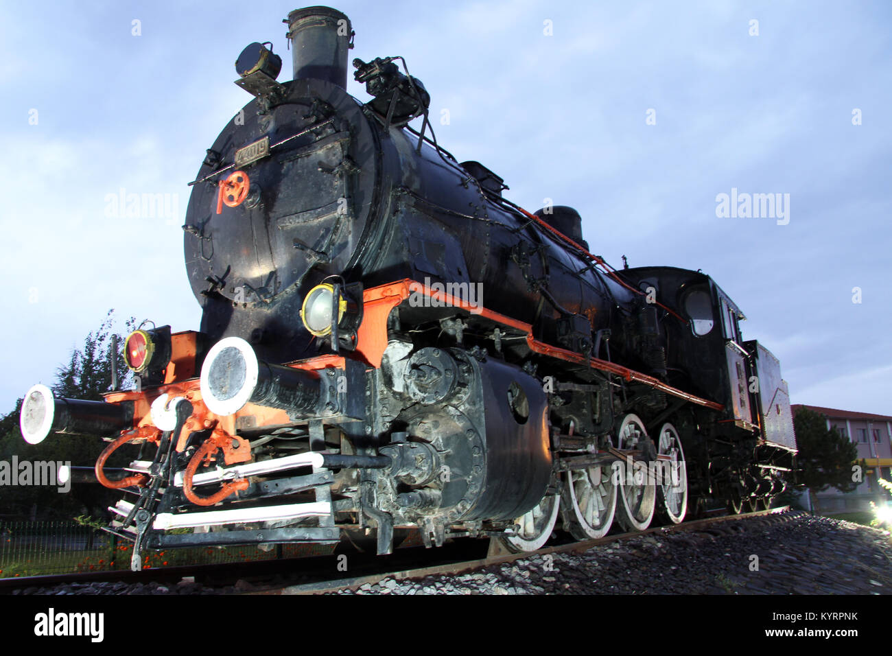 Old black locomotive near train station in Kayseri, Turkey Stock Photo ...