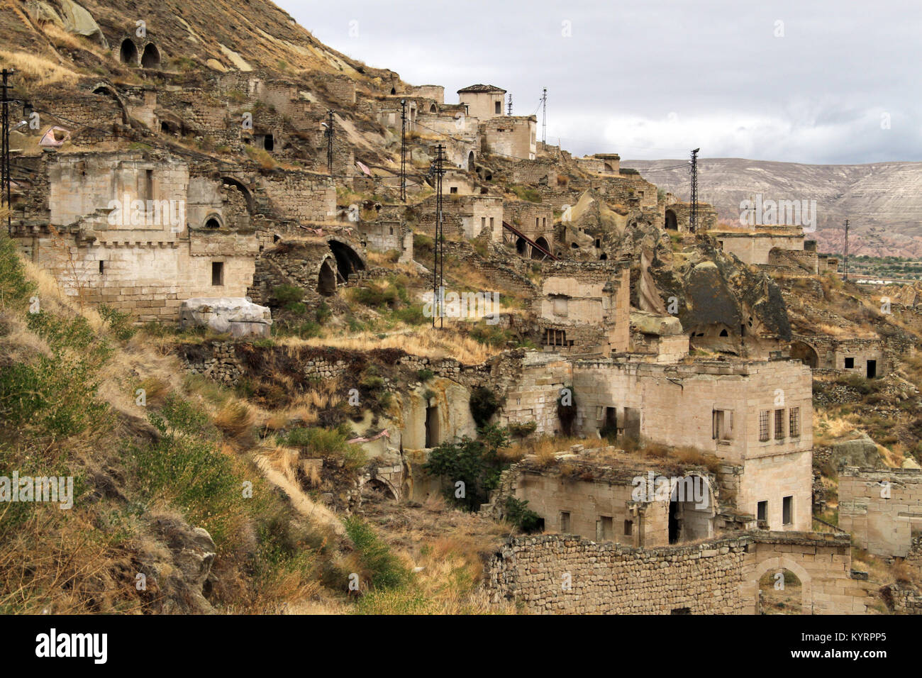 Old traditional turkish houses on the mount in Urgup, Turkey Stock ...