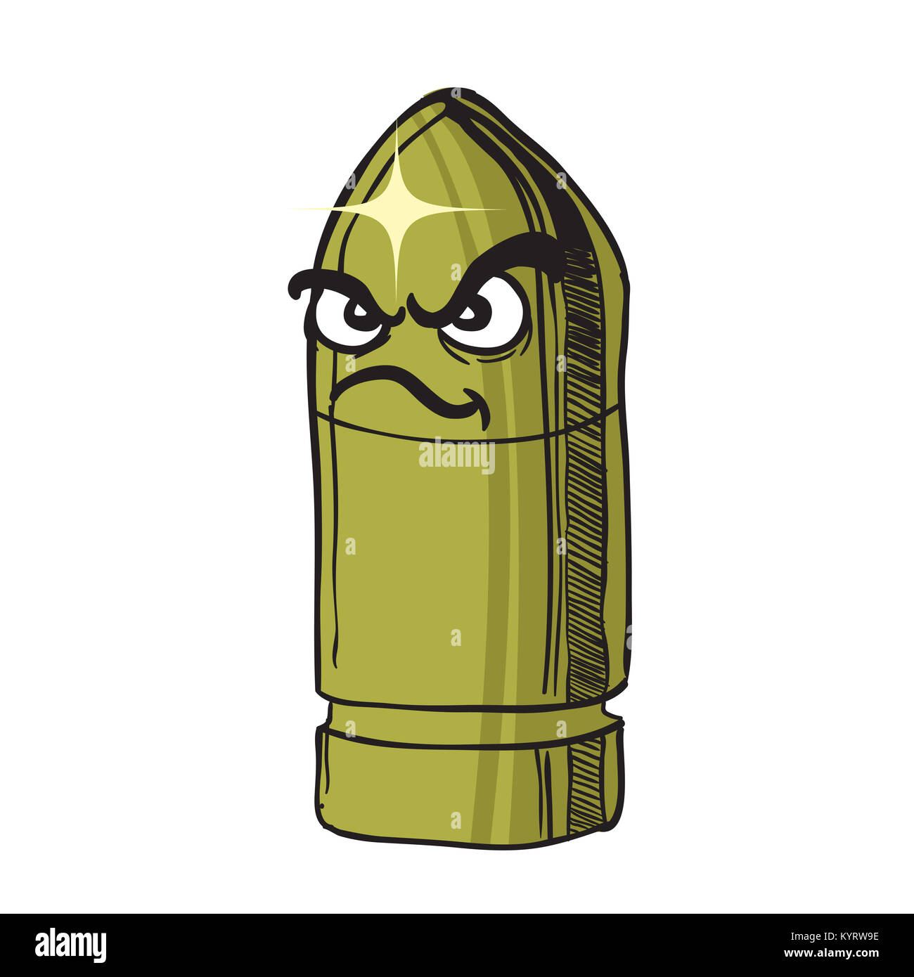 angry bullet cartoon illustration isolated on white Stock Photo - Alamy