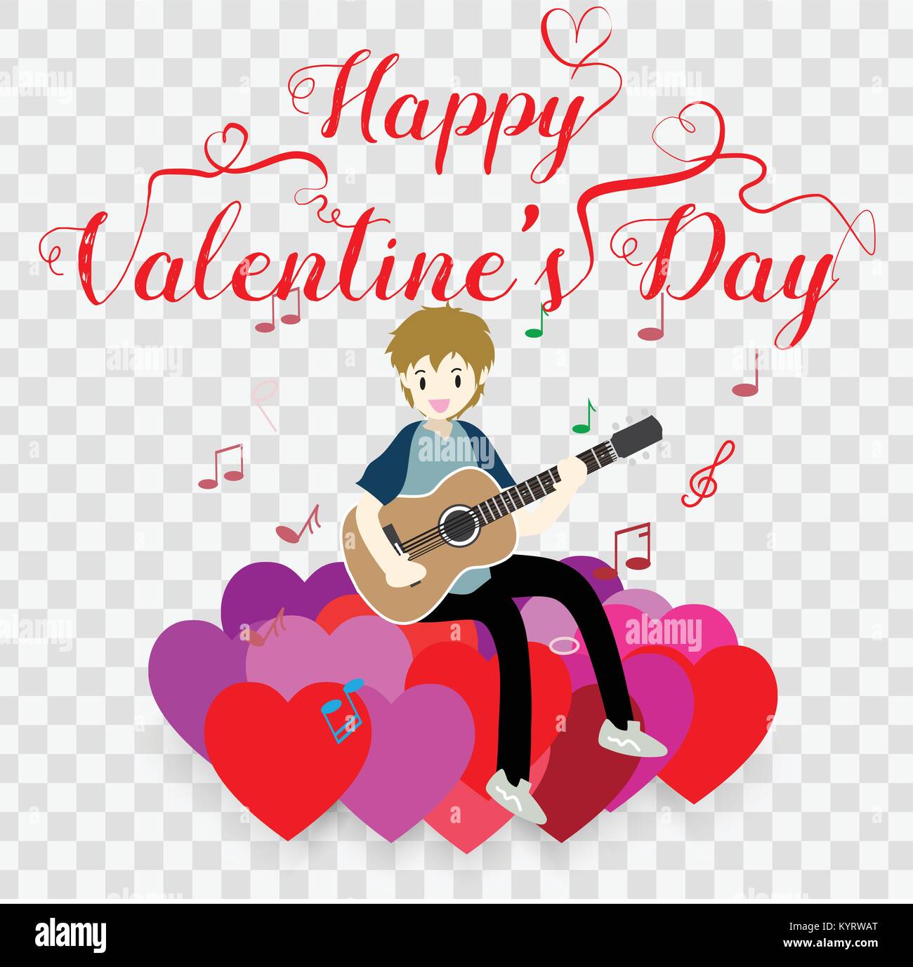 Boy play guitar love for Valentine's day.on Happy valentine's day and ...