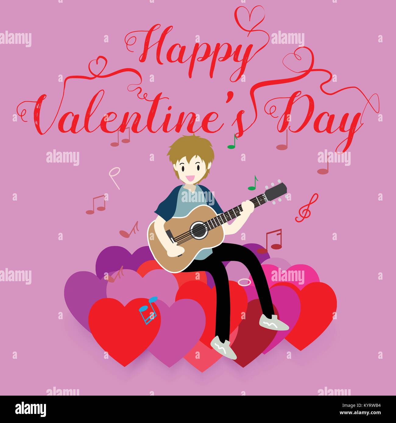 Boy play guitar love for Valentine's day.on Happy valentine's day and ...