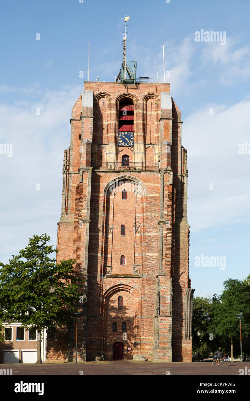 The Oldehove leaning tower in Leeuwarden, the Netherlands. The tower is ...