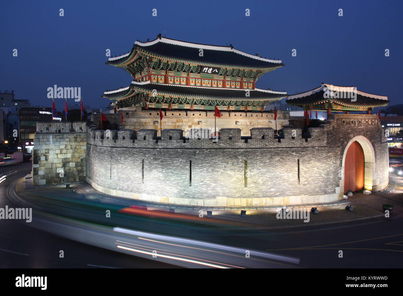 Paldalmun gate at night in Suwon, Korea Stock Photo - Alamy