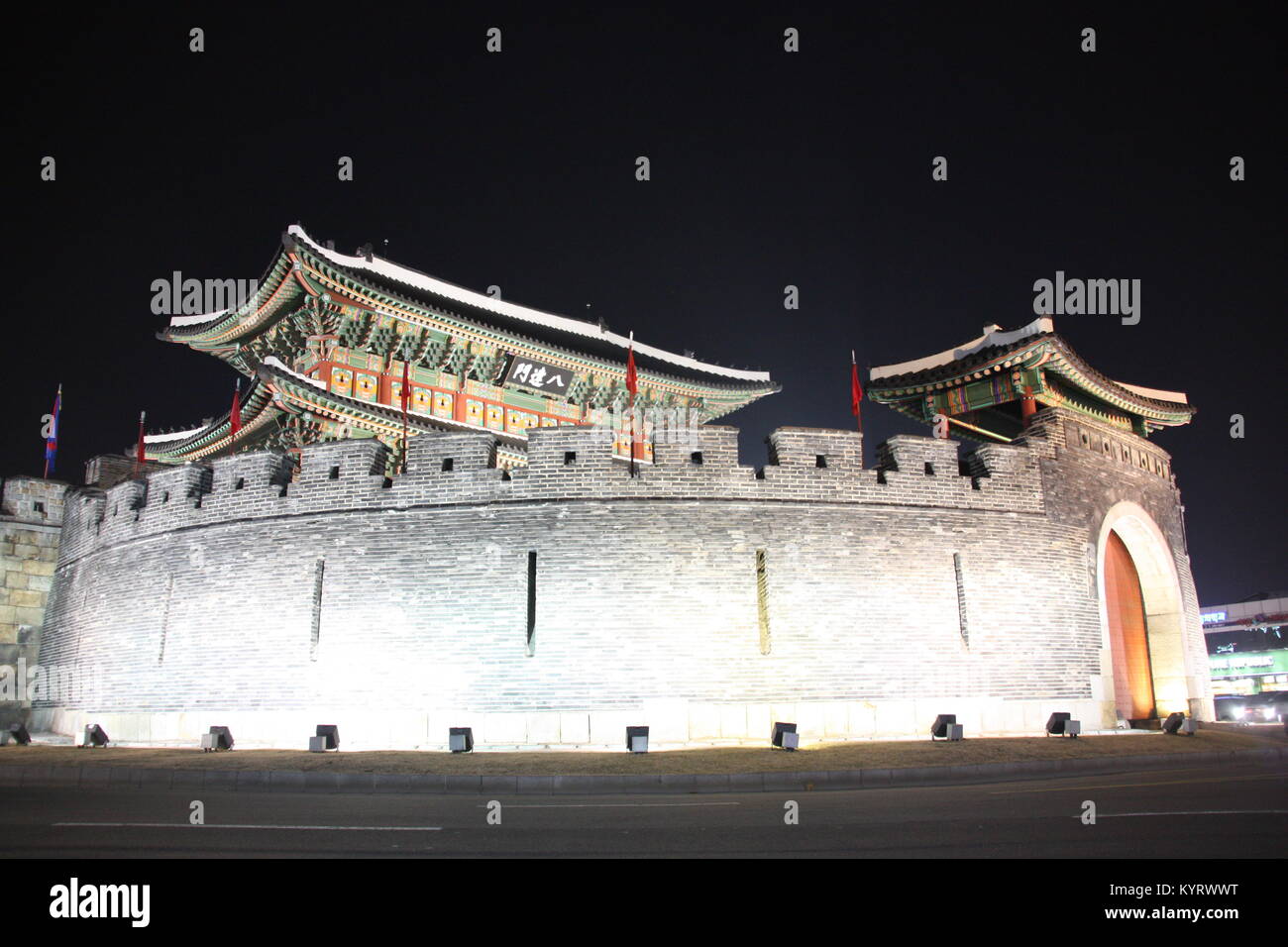 Paldalmun gate at night in Suwon, Korea Stock Photo - Alamy