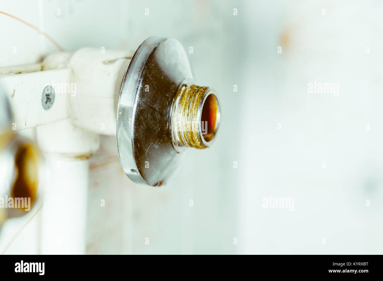 bathroom open pipe before installing the faucet Stock Photo - Alamy