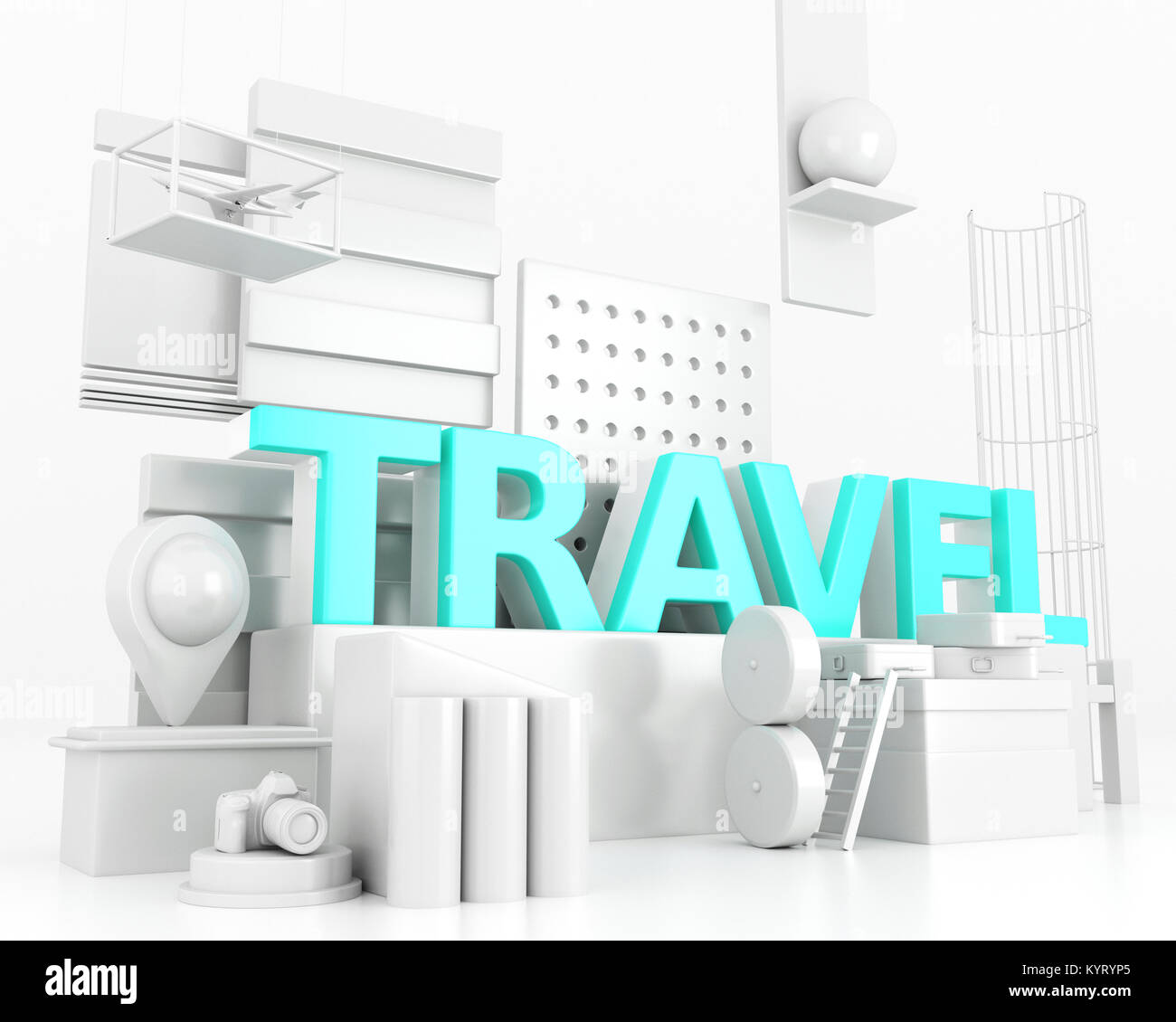 3d illustration. Word travel, design concept. Creative travel idea ...
