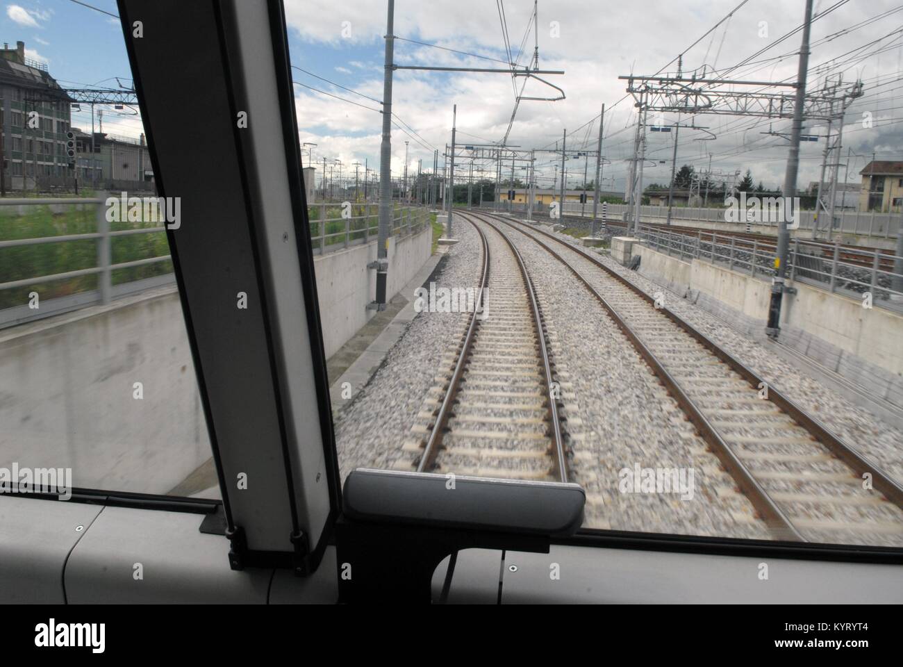 Milan (Italy) suburban railways, driving place on a commuter train ...